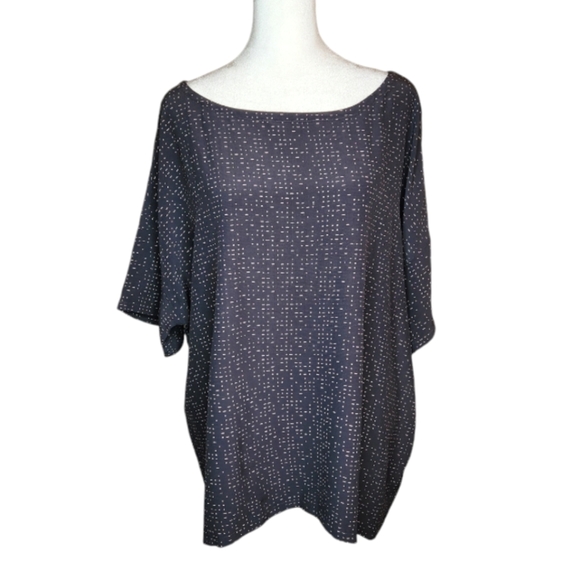 Eileen Fisher | Tops | Eileen Fisher Graphite Morse Code Dot Print Short Sleeve Crepe Top Size ...